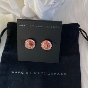 Marc By Marc Jacobs | Jewelry | Nwt Mbmj Logo Disc Rhinestone Bling Stud Earrings | Poshmark